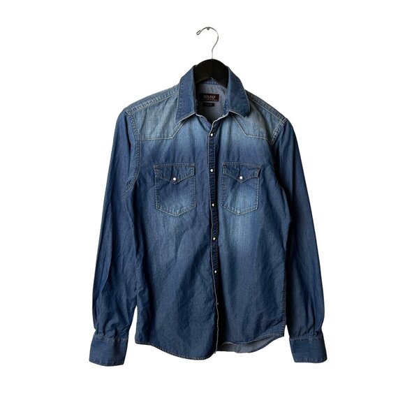 Zara | Shirts | Zara Man Denim Collection Slim Fit Western Pearl Snap ...